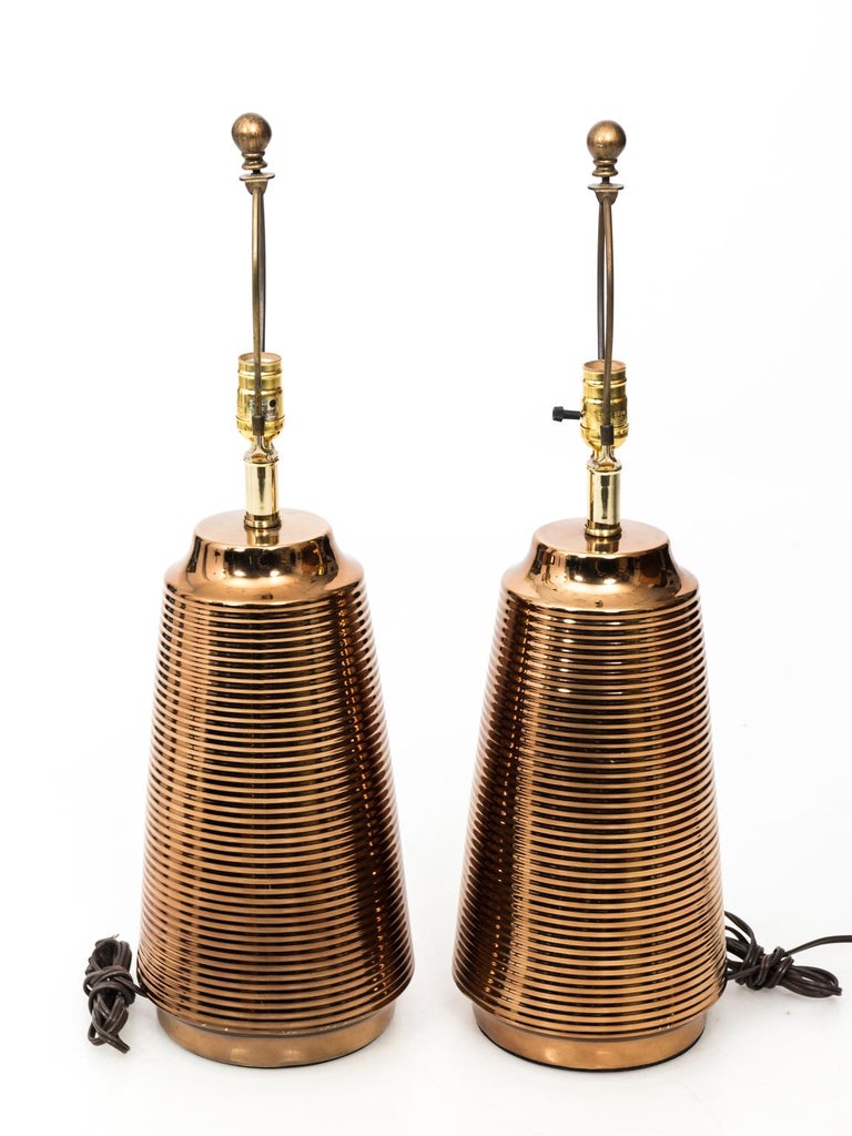 Pair of Copper Colored Lamps at 1stDibs