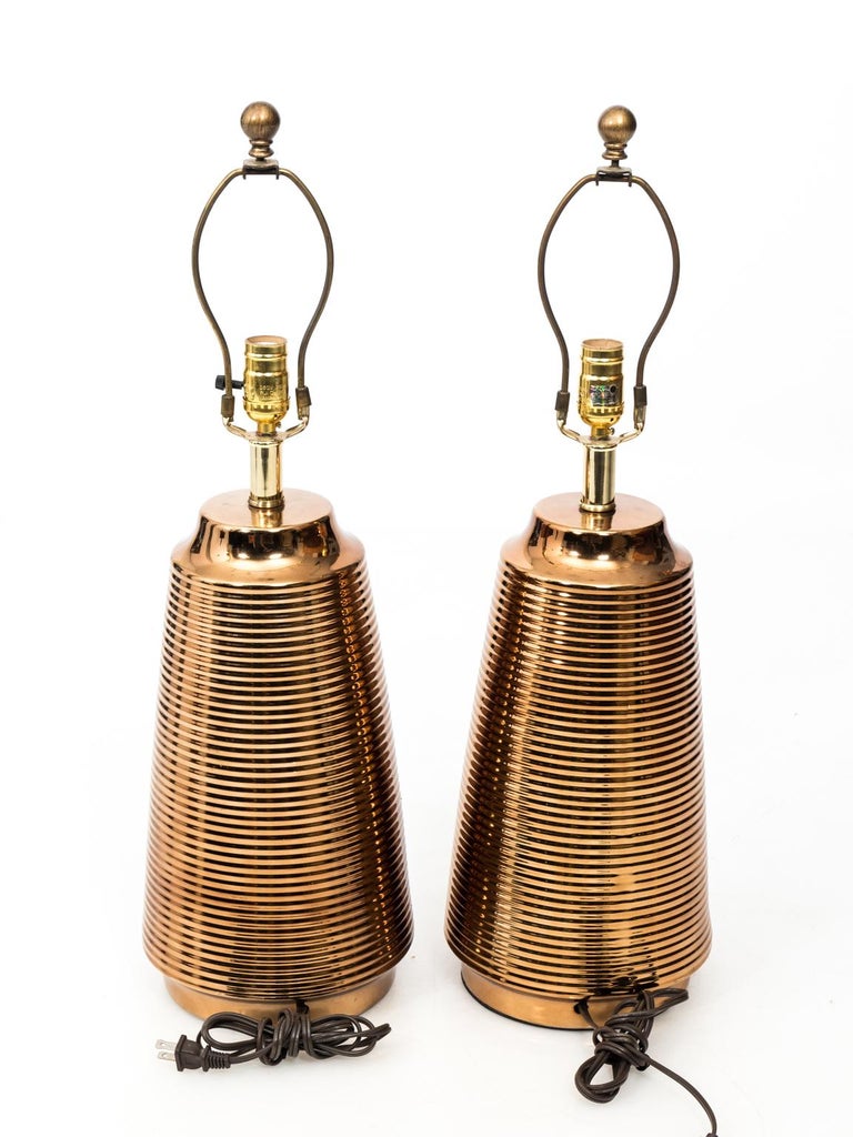 Pair of Copper Colored Lamps at 1stDibs