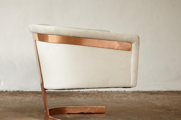 Pair of Copper Framed Cantilevered Chairs, 1970s / Milo Baughman Style ...