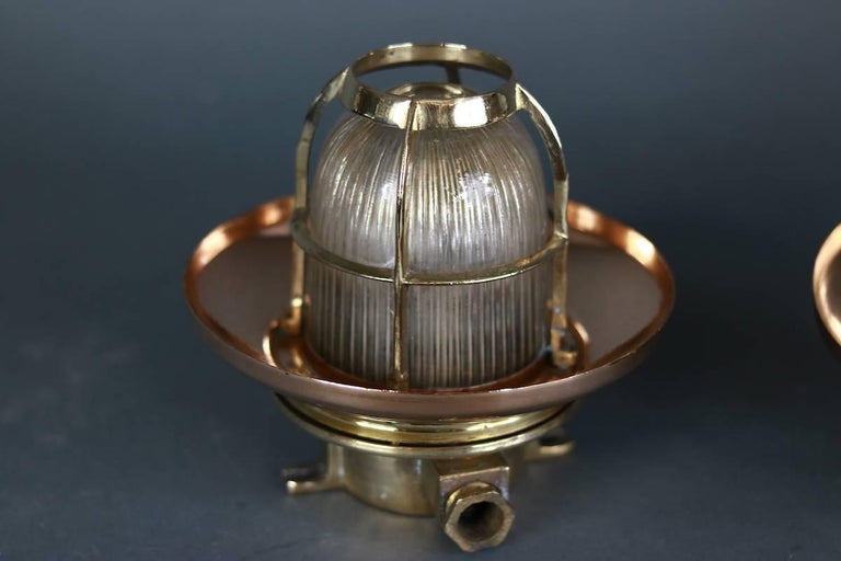 Pair of Copper Ship Ceiling Lights For Sale at 1stDibs