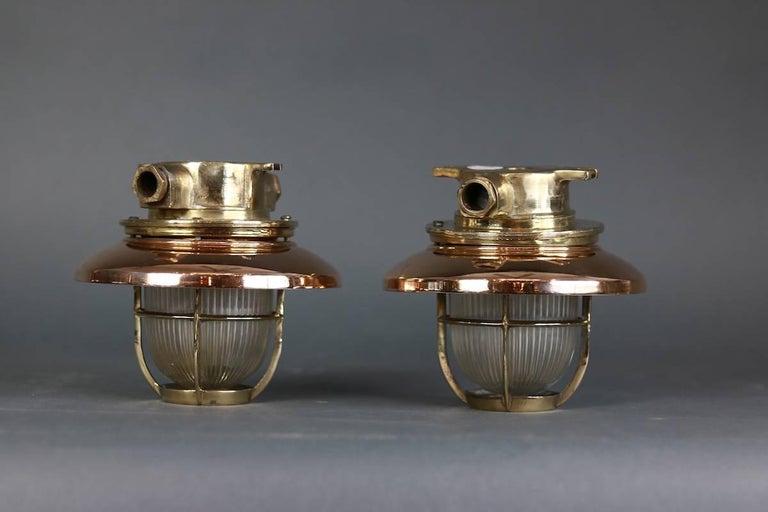 Pair of Copper Ship Ceiling Lights For Sale at 1stDibs