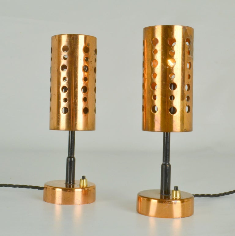 Pair of Copper Table Lamps For Sale at 1stDibs