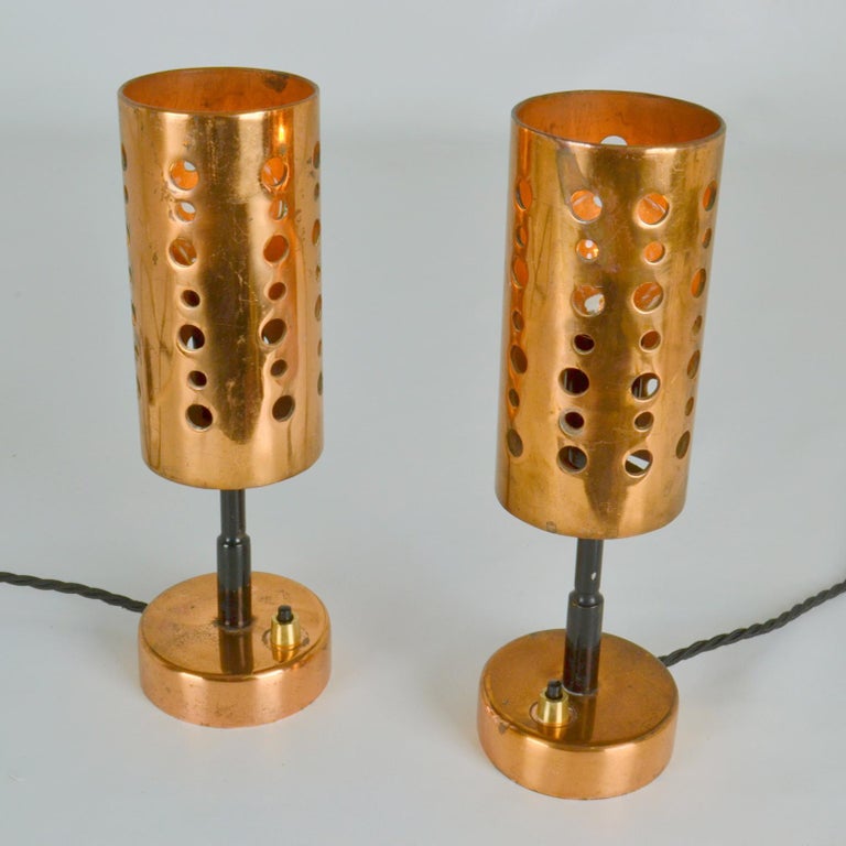 Pair of Copper Table Lamps For Sale at 1stDibs