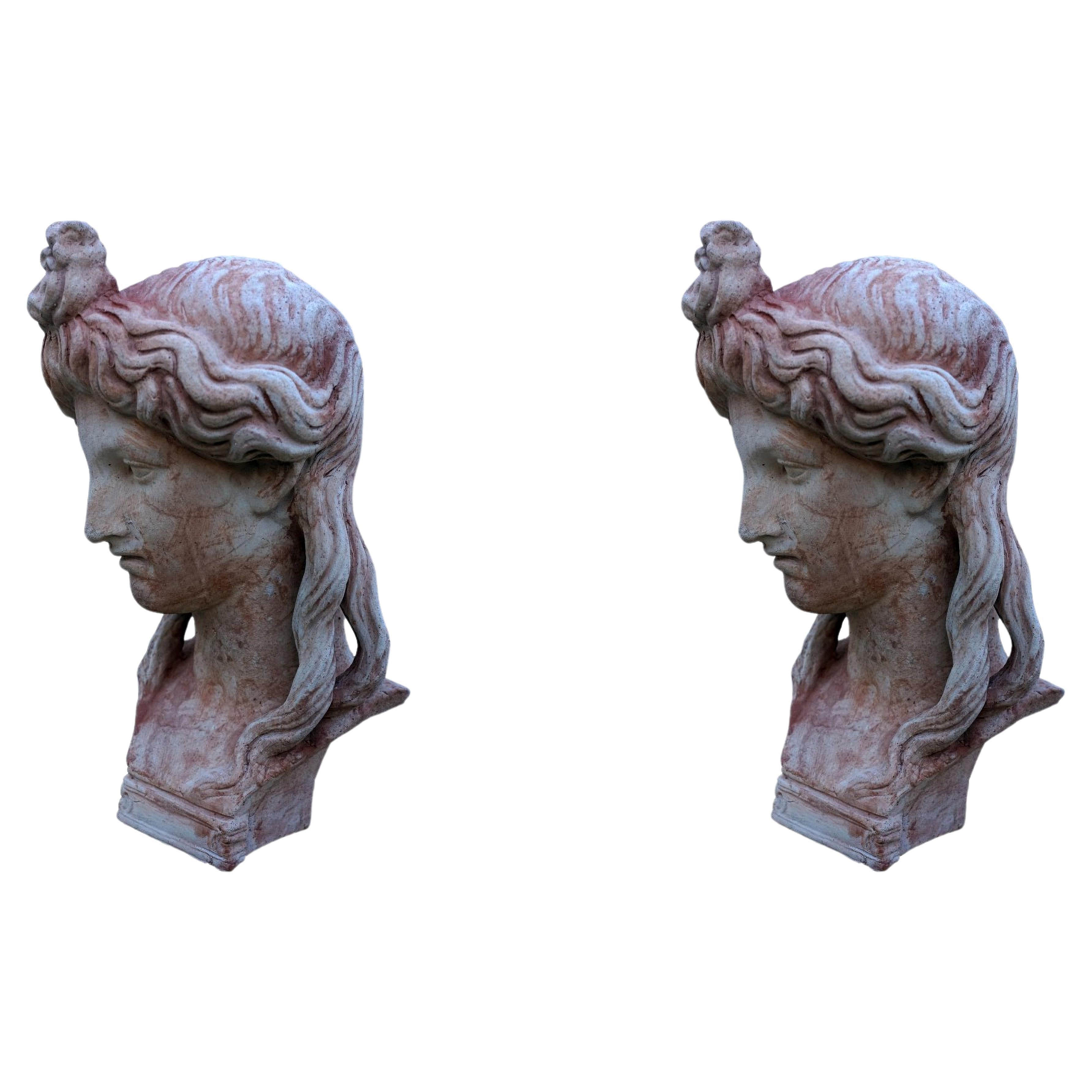 PAIR OF COPY OF TERRACOTTA HEADS - ISIS FROM THE GREEK-ROMAN WORLD 20th ...