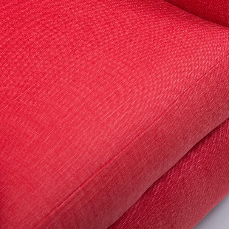 Pair of Coral Linen Upholstered Swivel Tub Chairs For Sale at 1stDibs
