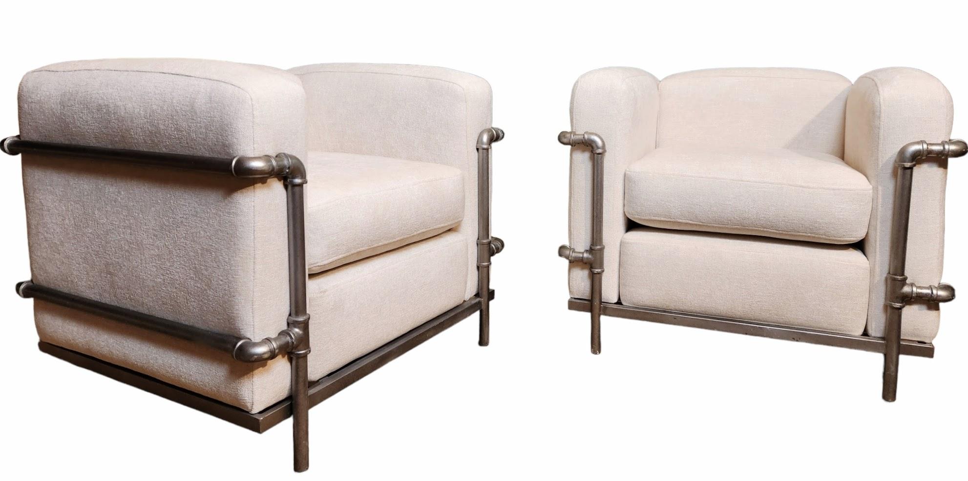 Corbusier Style LC-2 Cube Chairs Made with Water Pipe and Plumbing ...