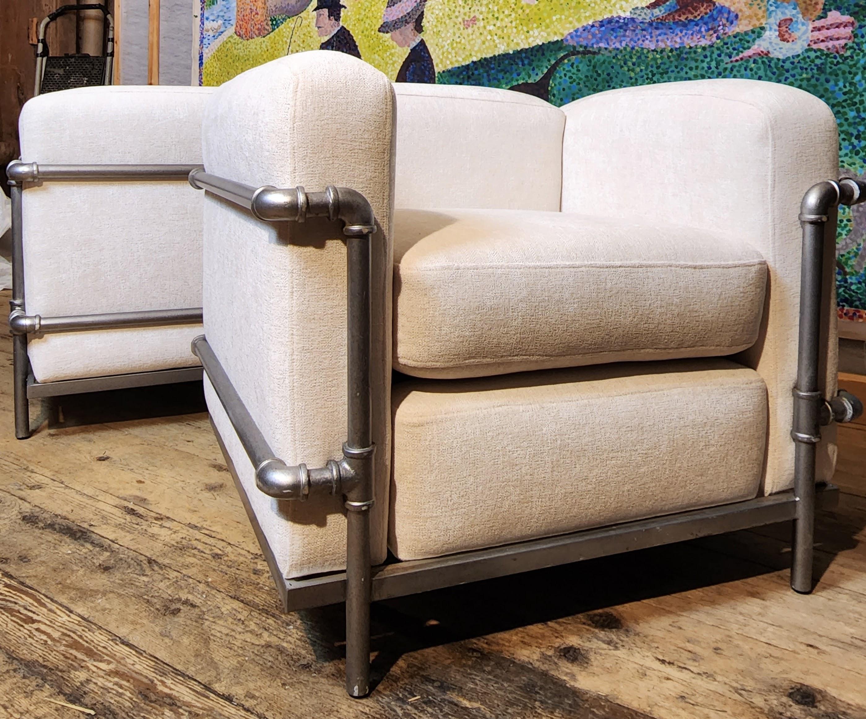 Corbusier Style LC-2 Cube Chairs Made with Water Pipe and Plumbing ...