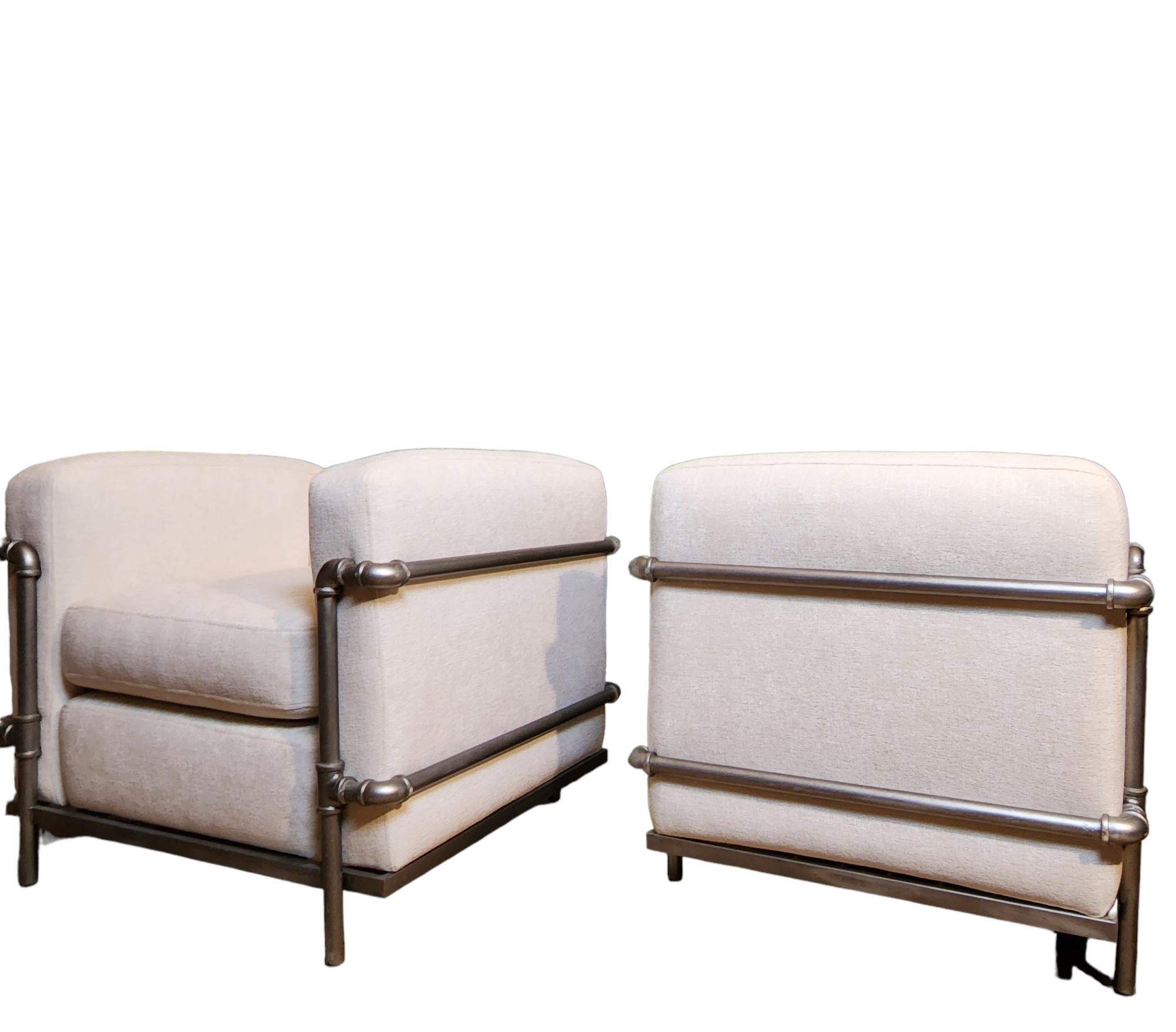 Corbusier Style LC-2 Cube Chairs Made with Water Pipe and Plumbing ...