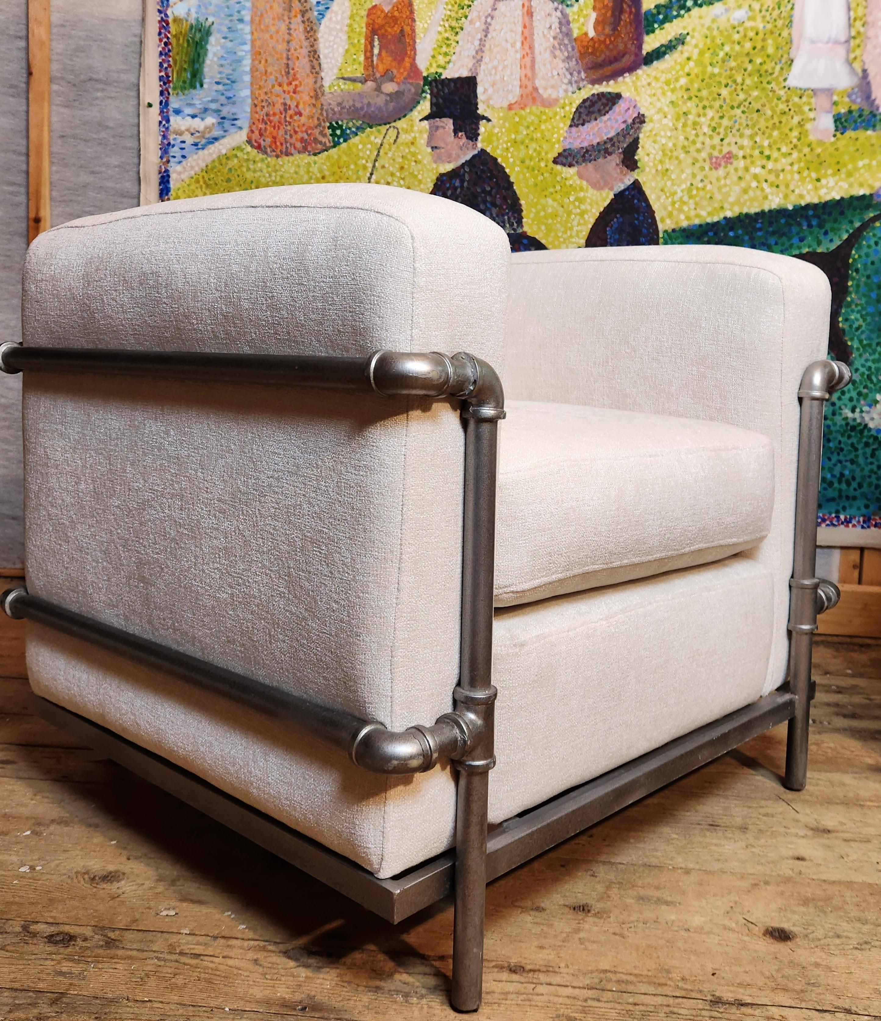 Corbusier Style LC-2 Cube Chairs Made with Water Pipe and Plumbing ...