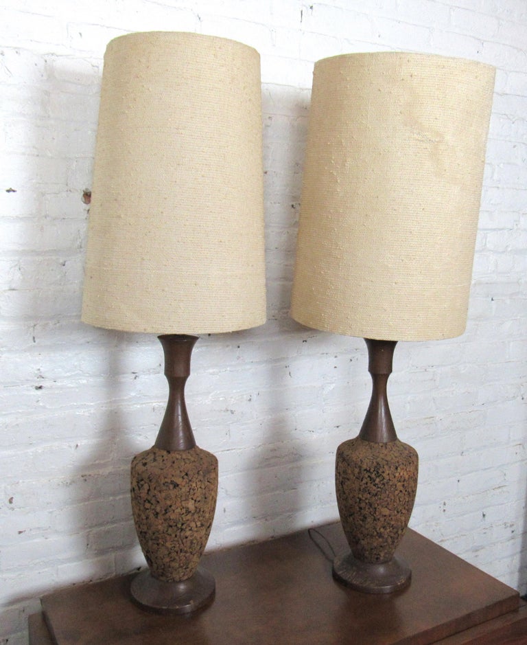Pair of Cork Table Lamps For Sale at 1stDibs | vintage cork lamp, cork ...