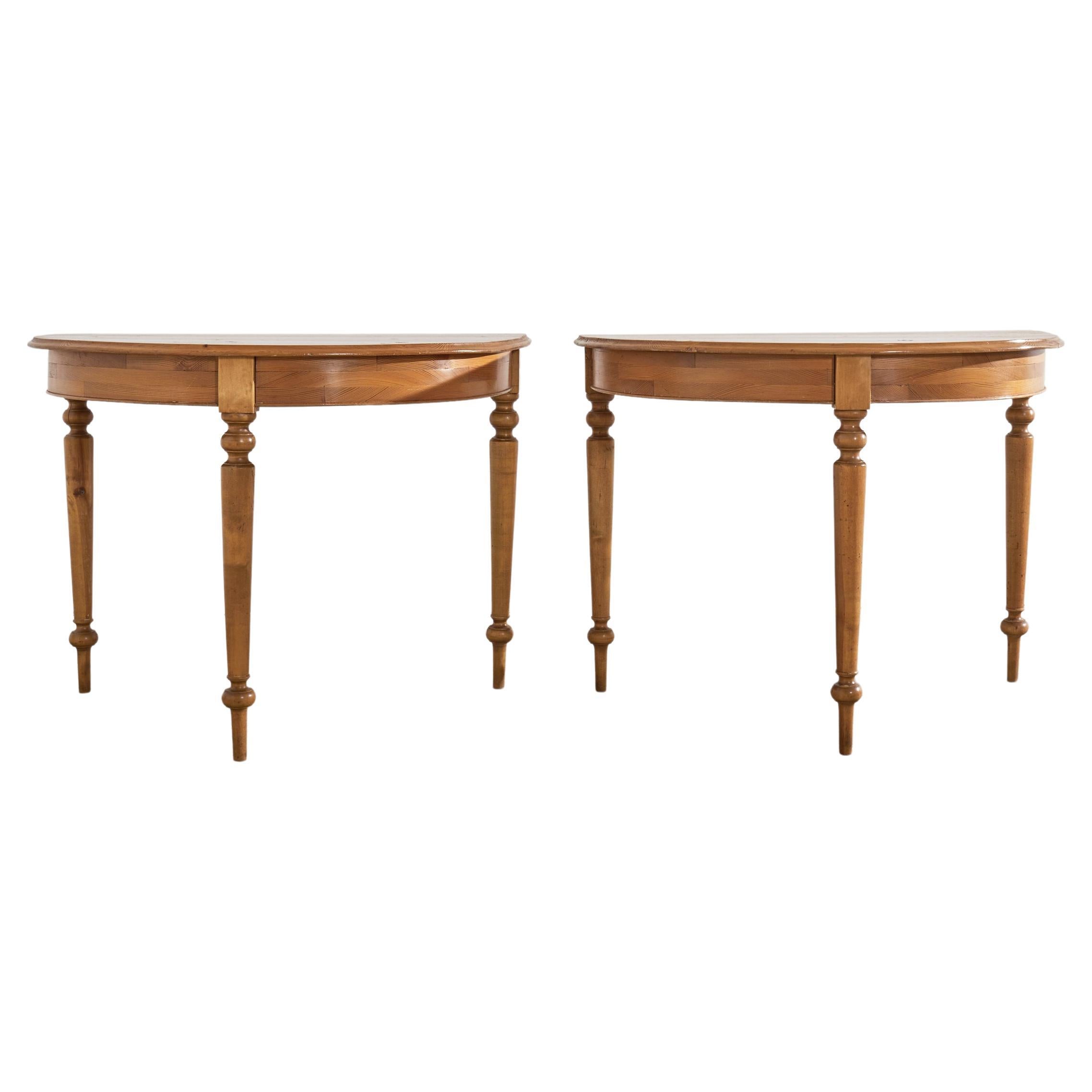 Pair of Small Swedish Gustavian Painted Demilune Tables at 1stDibs