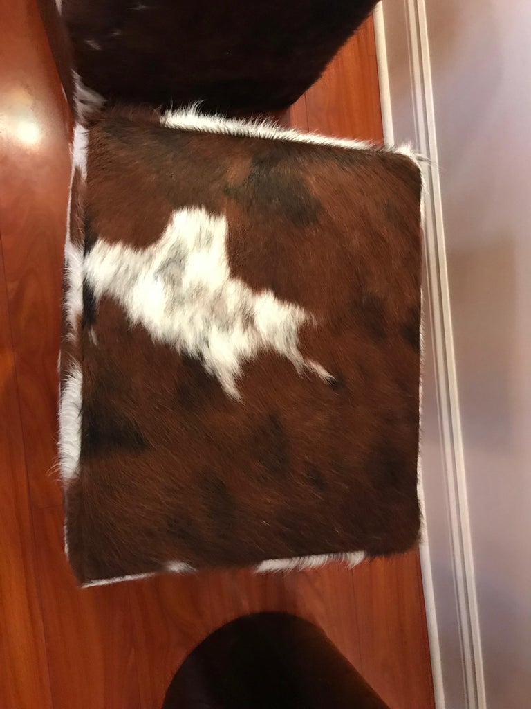 Pair of Cow Hide Benches or Ottomans at 1stDibs