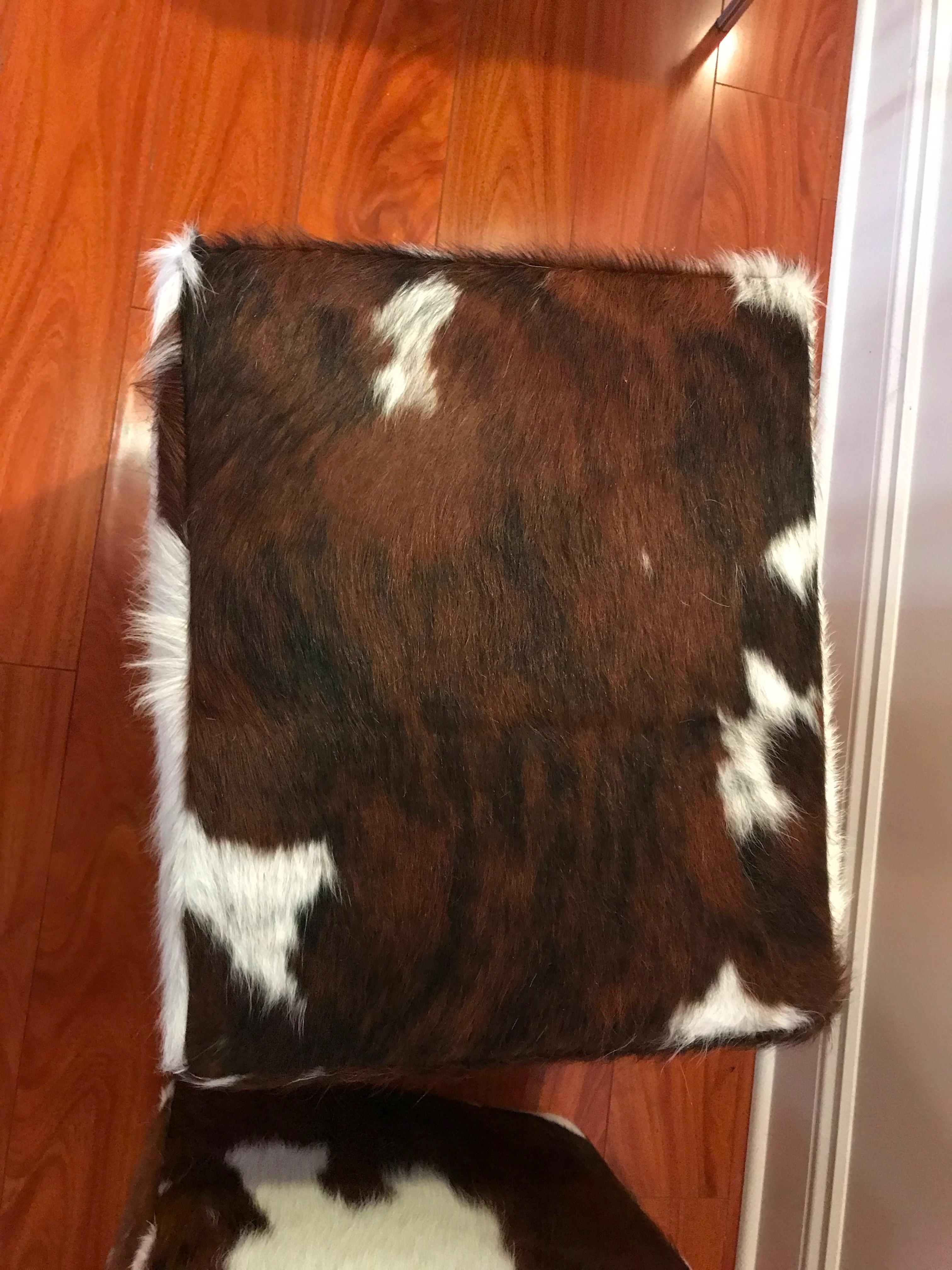 Pair of Cow Hide Benches or Ottomans at 1stDibs