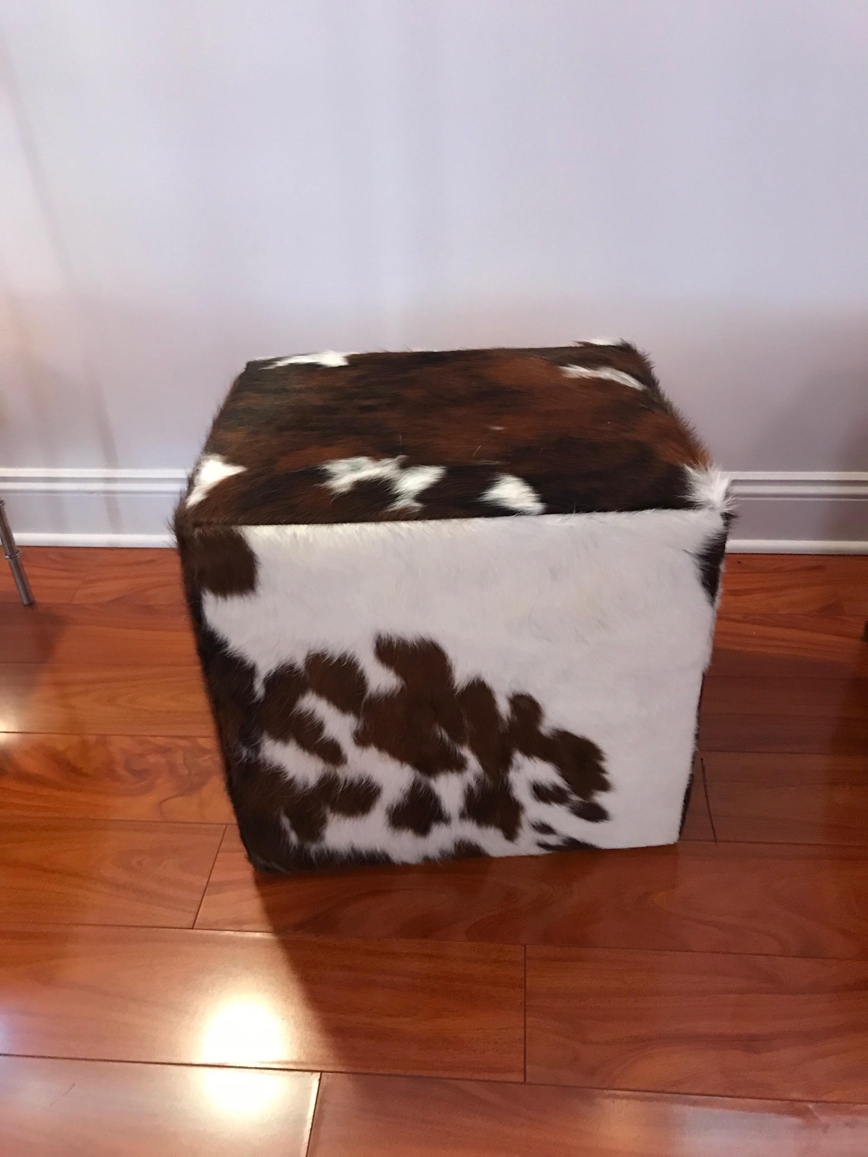 Pair of Cow Hide Benches or Ottomans at 1stDibs