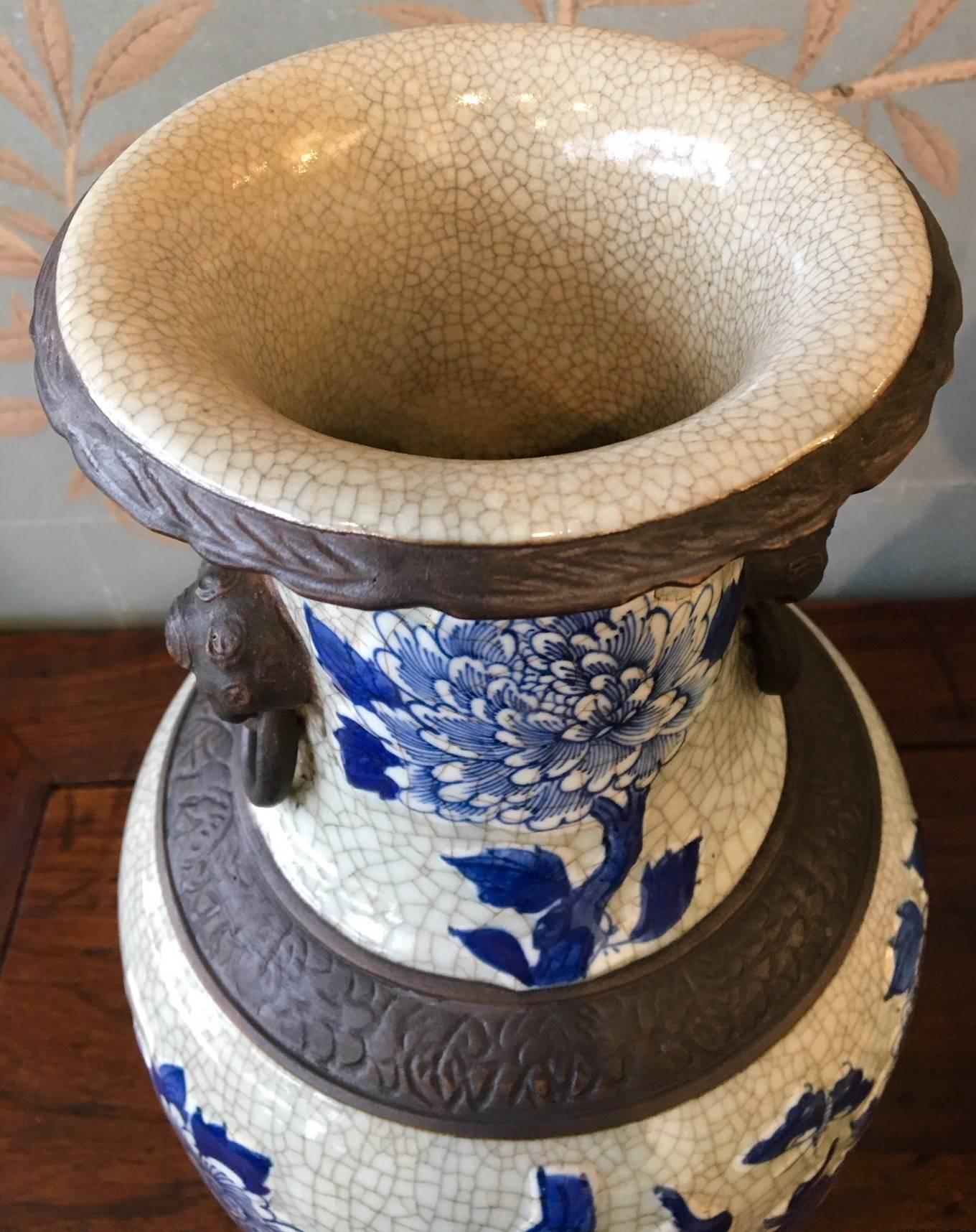 Pair of Crackleware Vases For Sale at 1stDibs