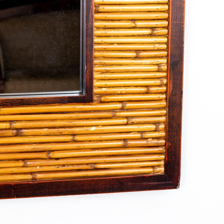 Pair of Mid-Century Bamboo Pencil Reed Mirrors For Sale at 1stDibs
