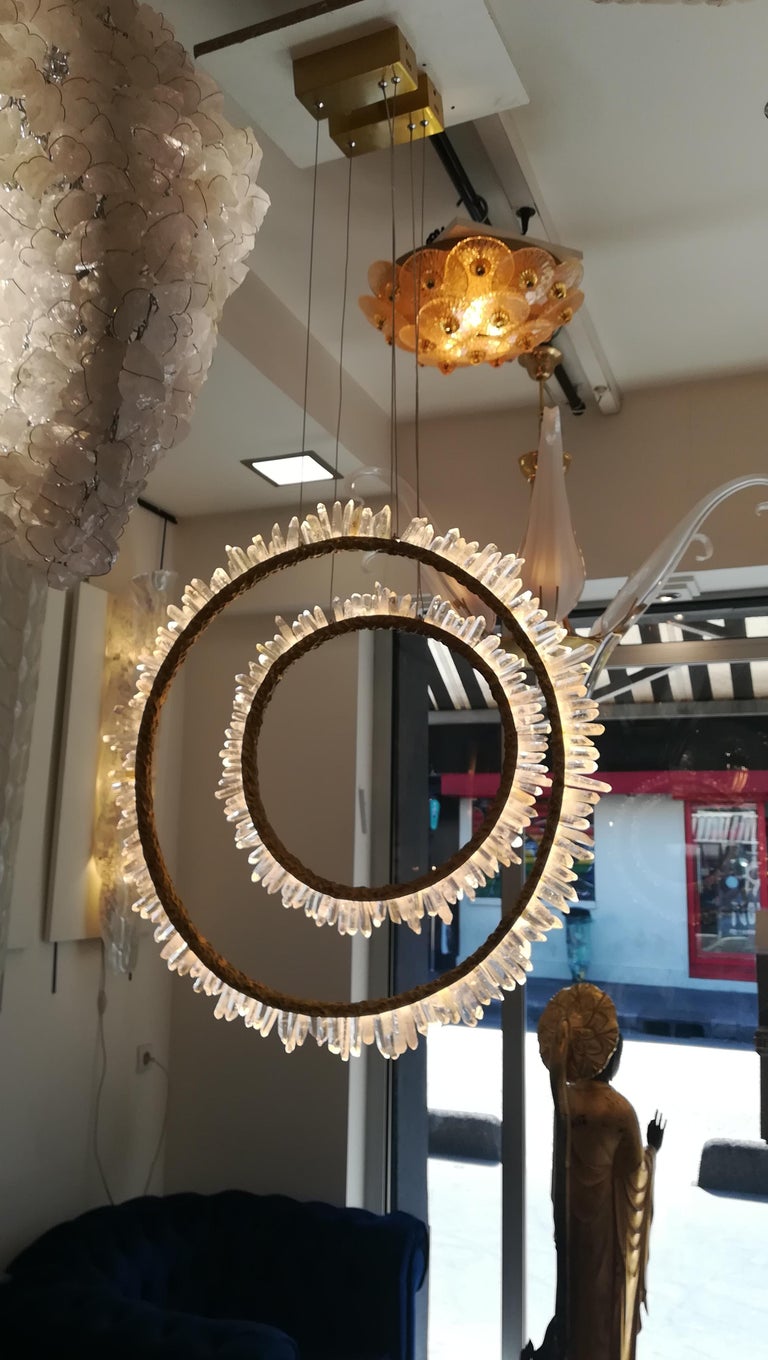 Pair of Crystal and Bronze Circles Ceiling Lights at 1stDibs