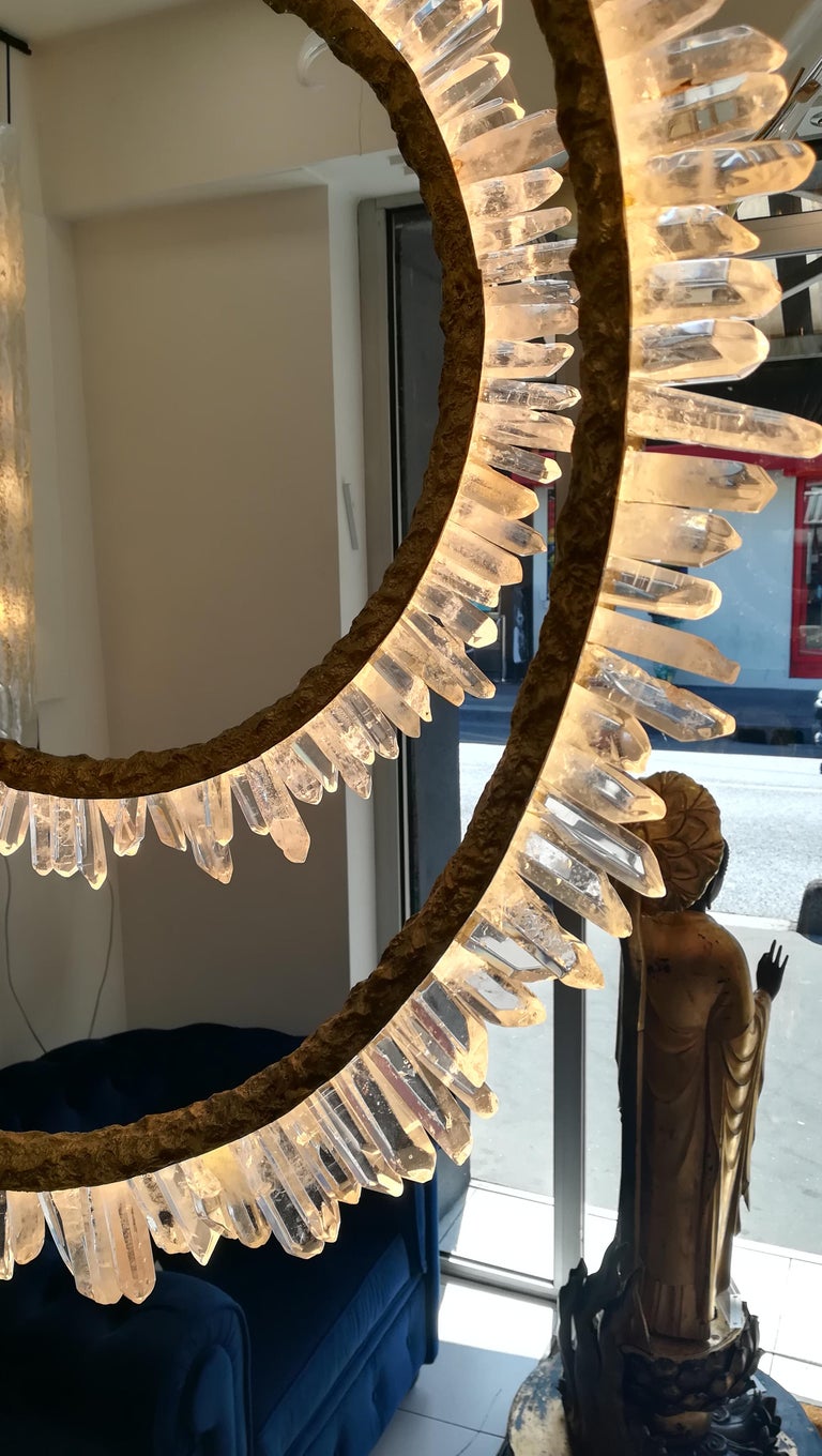 Pair of Crystal and Bronze Circles Ceiling Lights at 1stDibs