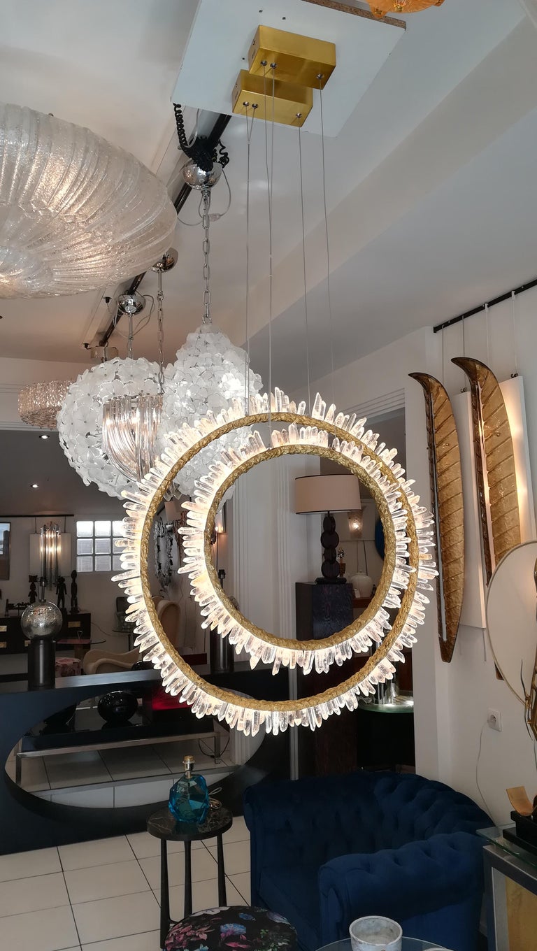 Pair of Crystal and Bronze Circles Ceiling Lights at 1stDibs