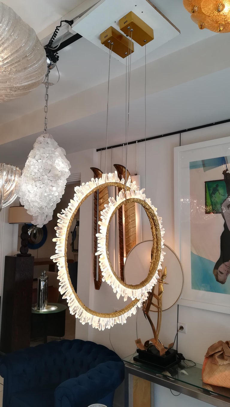 Pair of Crystal and Bronze Circles Ceiling Lights at 1stDibs