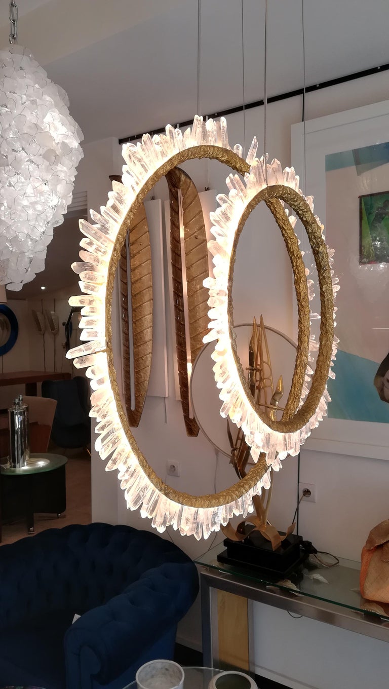 Pair of Crystal and Bronze Circles Ceiling Lights at 1stDibs