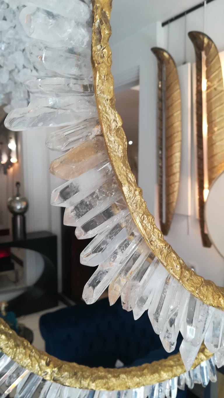 Pair of Crystal and Bronze Circles Ceiling Lights at 1stDibs