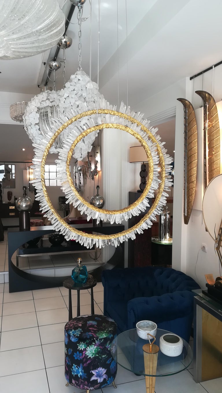 Pair of Crystal and Bronze Circles Ceiling Lights at 1stDibs