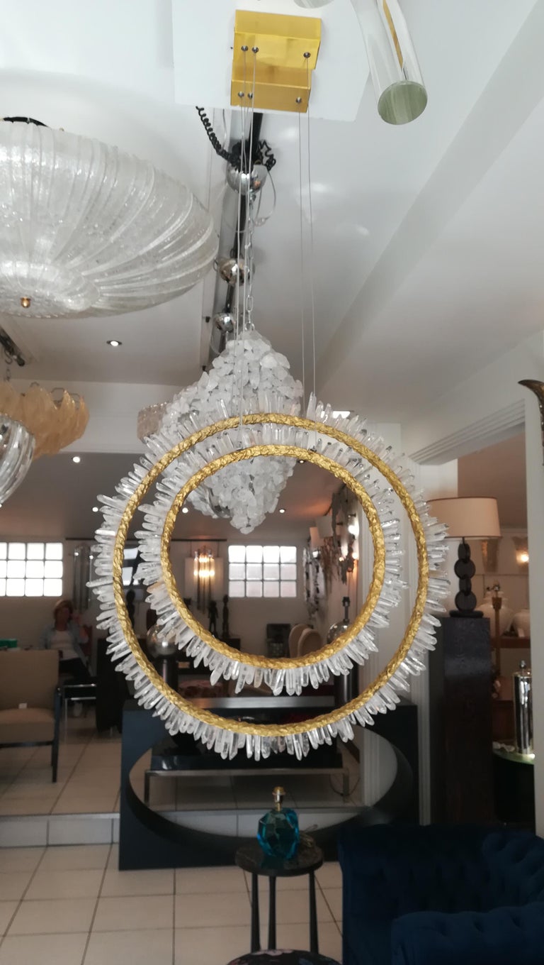 Pair of Crystal and Bronze Circles Ceiling Lights at 1stDibs