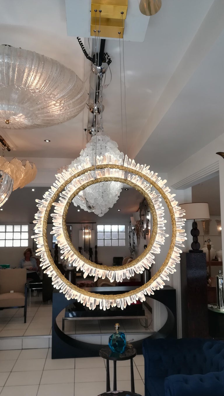 Pair of Crystal and Bronze Circles Ceiling Lights at 1stDibs
