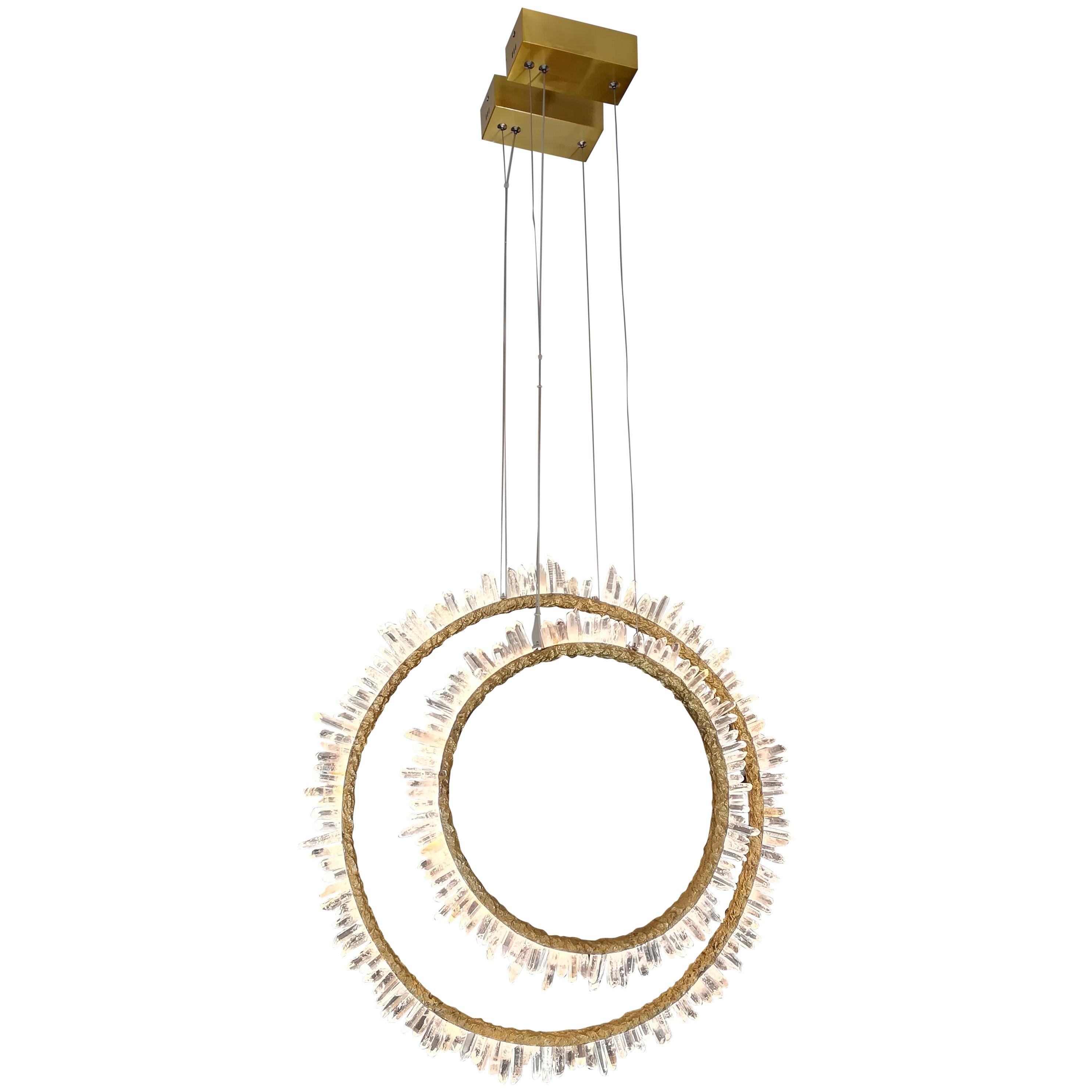 Pair of Crystal and Bronze Circles Ceiling Lights at 1stDibs