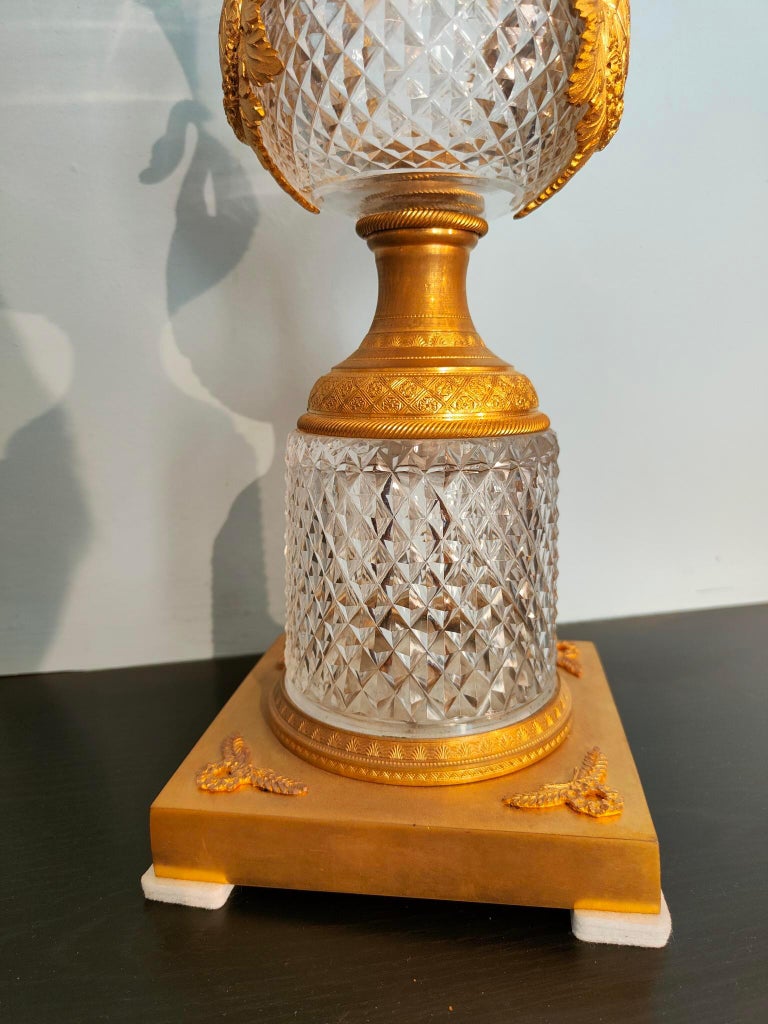 Pair of Crystal and Bronze Empire Period Vases For Sale at 1stDibs