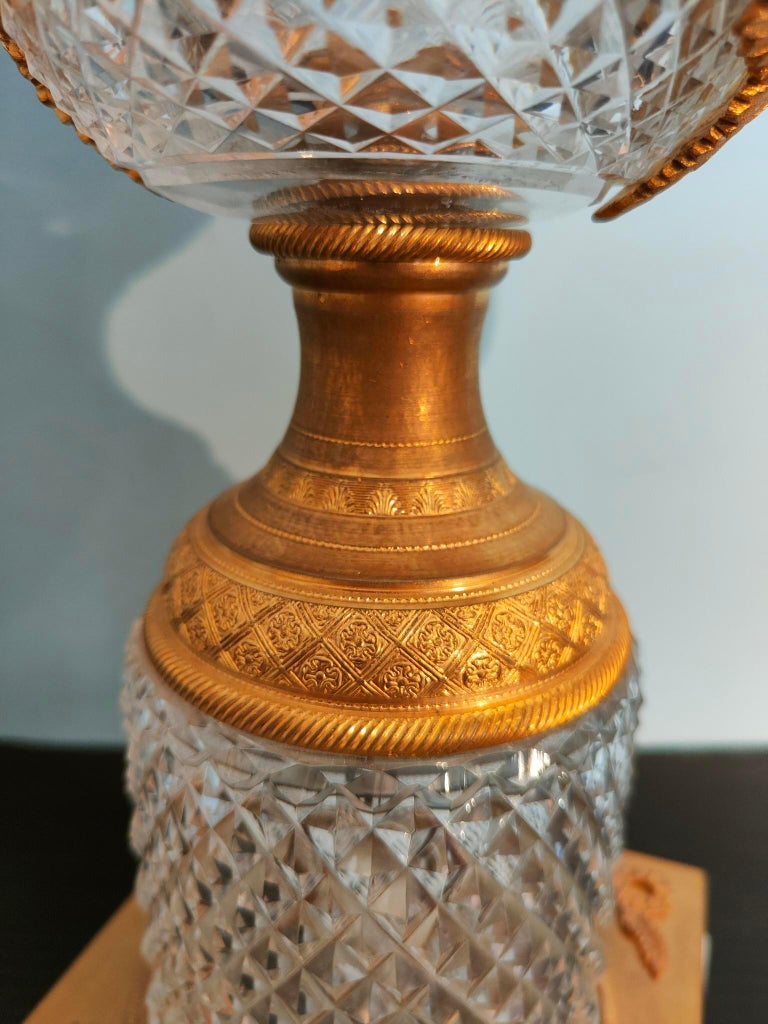 Pair of Crystal and Bronze Empire Period Vases For Sale at 1stDibs