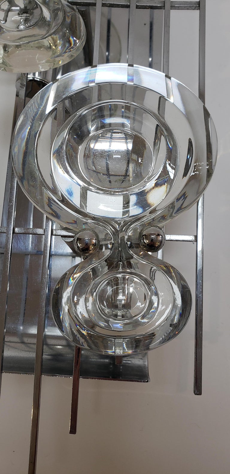 Pair of Crystal and Chrome Sconces For Sale at 1stDibs