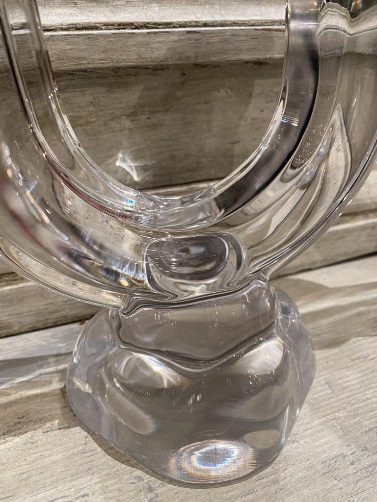 Pair of Crystal Glass Art Vannes Candlesticks-1960s For Sale at 1stDibs