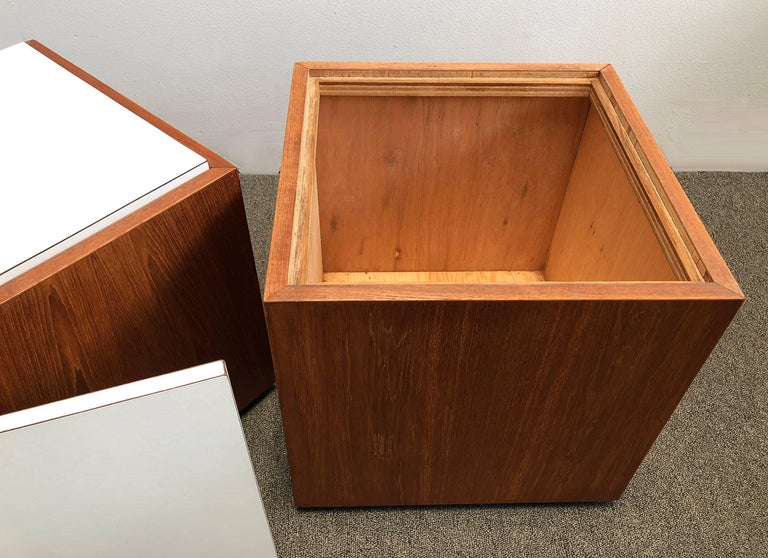 Pair of Cube Tables Teak at 1stDibs