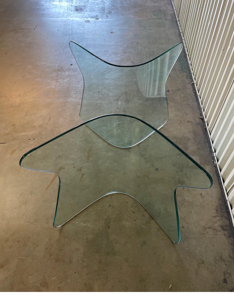 Pair of Curved Glass Dining Table Bases For Sale at 1stDibs