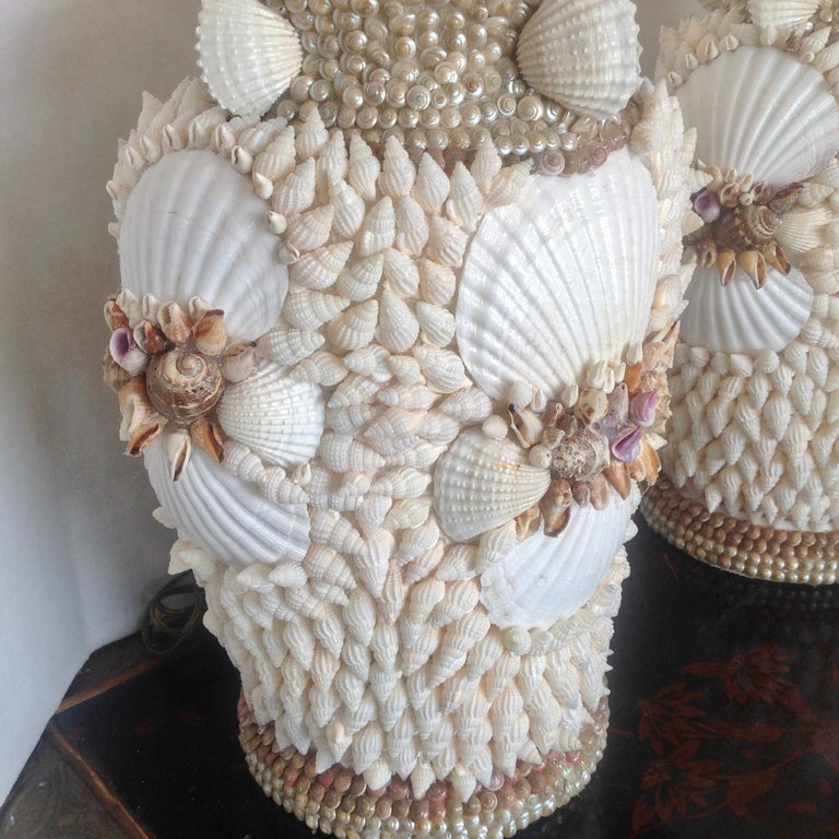 Pair of Custom Bahamian Shell Motif Lamps at 1stDibs