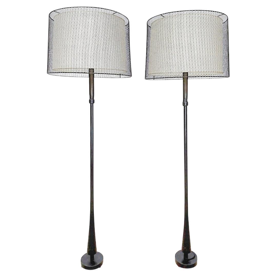 Custom Rustic Hand-Forged Iron and Wood Floor Lamp at 1stDibs