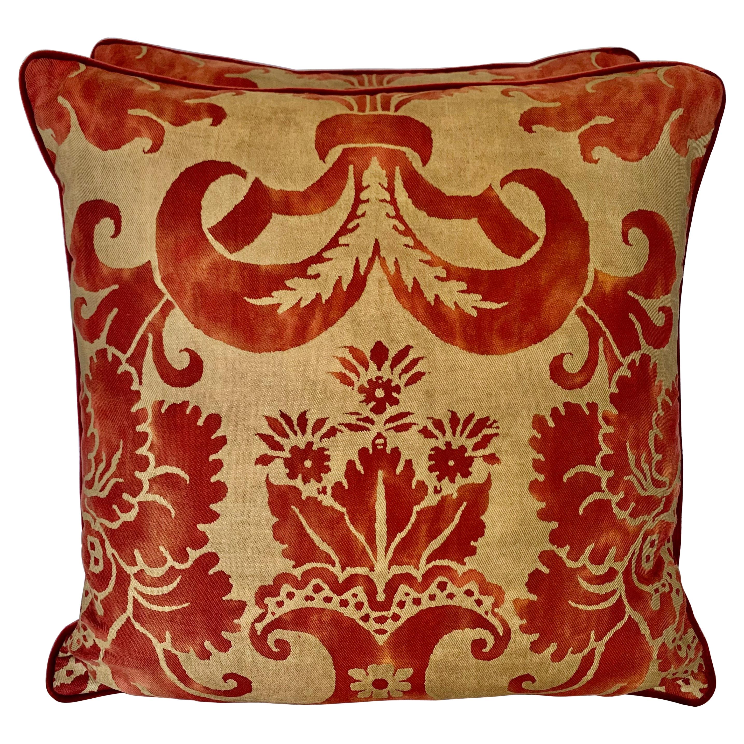 Pair of Fortuny Fabric Cushions in the Glicine Pattern For Sale at 1stDibs