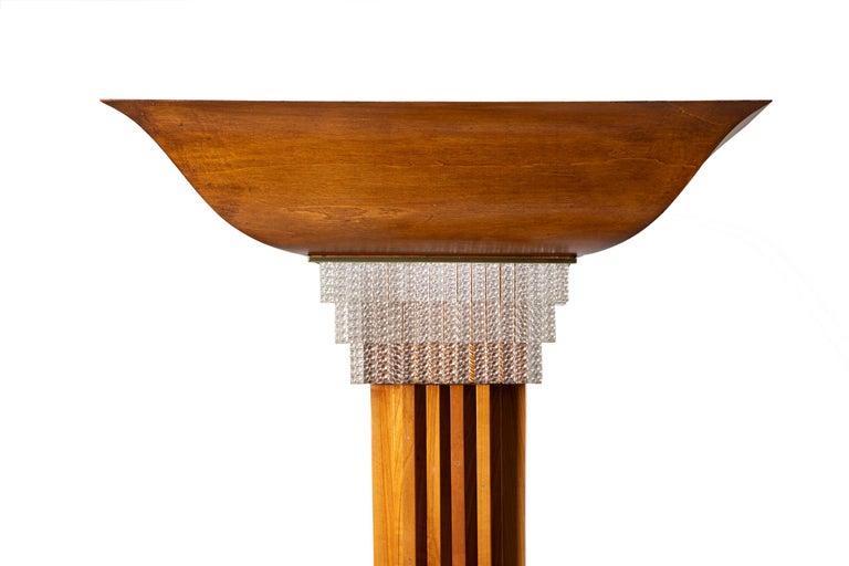 Pair of Art Deco Style Floor Lamps Custom-Made in Maple Wood For Sale ...