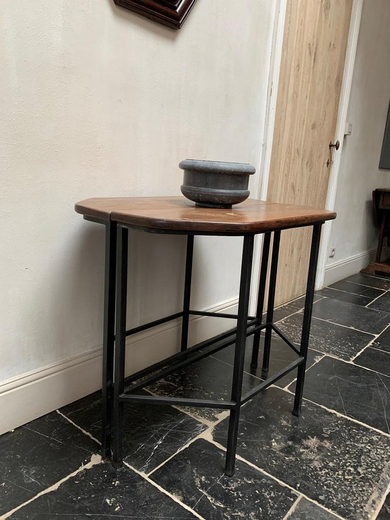 Pair of Custom Made Consoles Iron and Walnut Centretable at 1stDibs