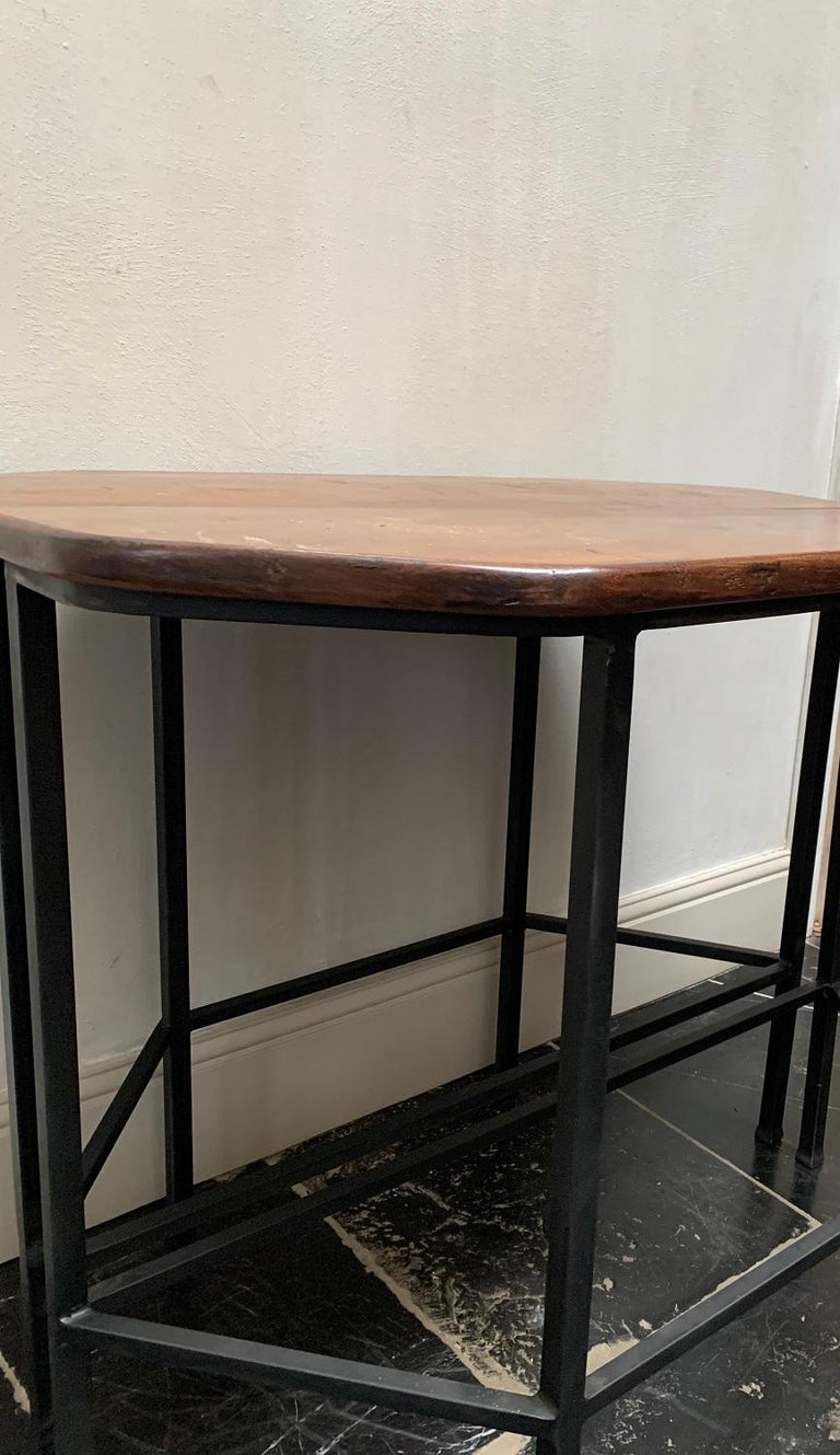 Pair of Custom Made Consoles Iron and Walnut Centretable at 1stDibs