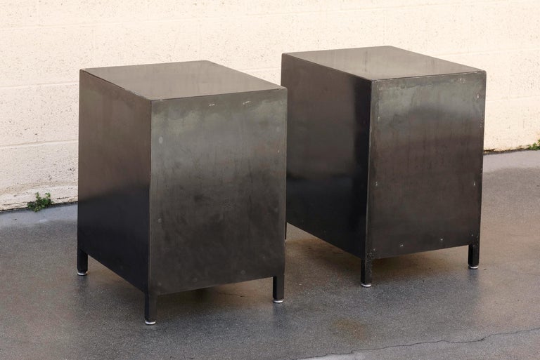 Pair of Custom Made Industrial Style Steel Nightstands For Sale at 1stDibs