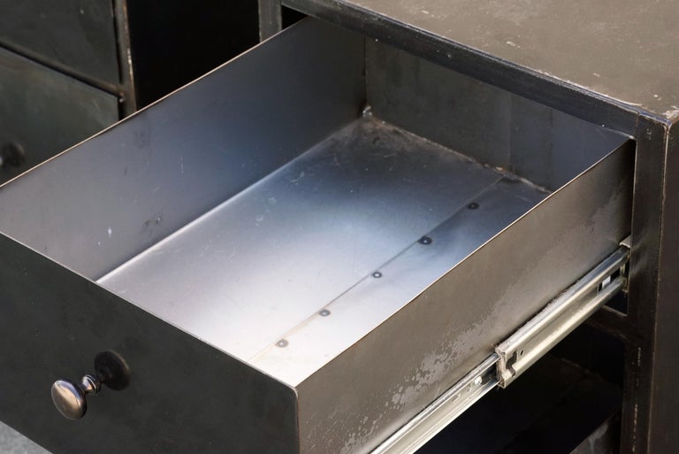 Pair of Custom Made Industrial Style Steel Nightstands For Sale at 1stDibs