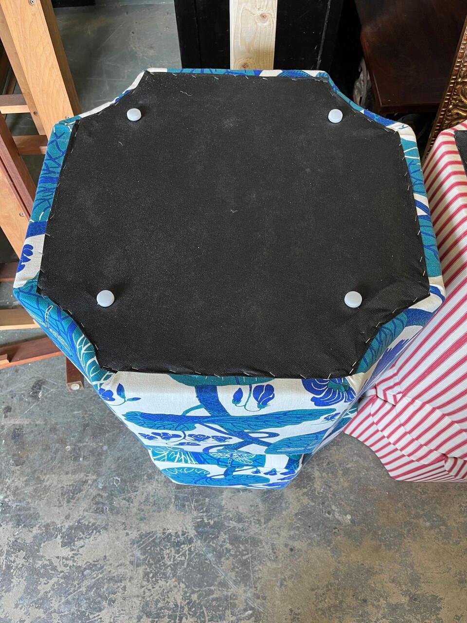 Pair of Custom-Made Ottomans Blue For Sale at 1stDibs