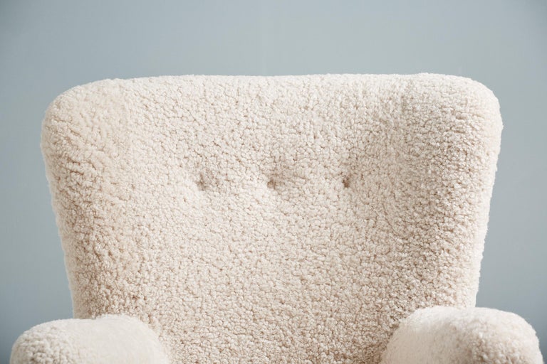 Pair of Custom Made Sheepskin Lounge Chairs For Sale at 1stDibs