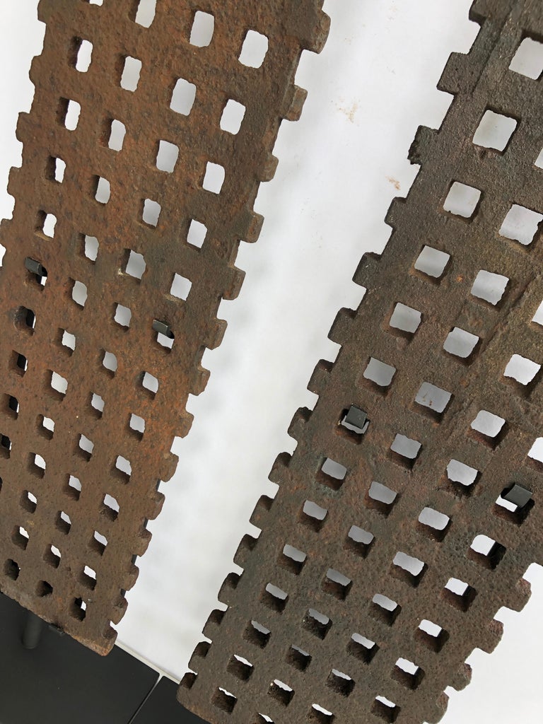 Pair of Custom Mounted Antique Cast Iron Grates from Philadelphia at ...
