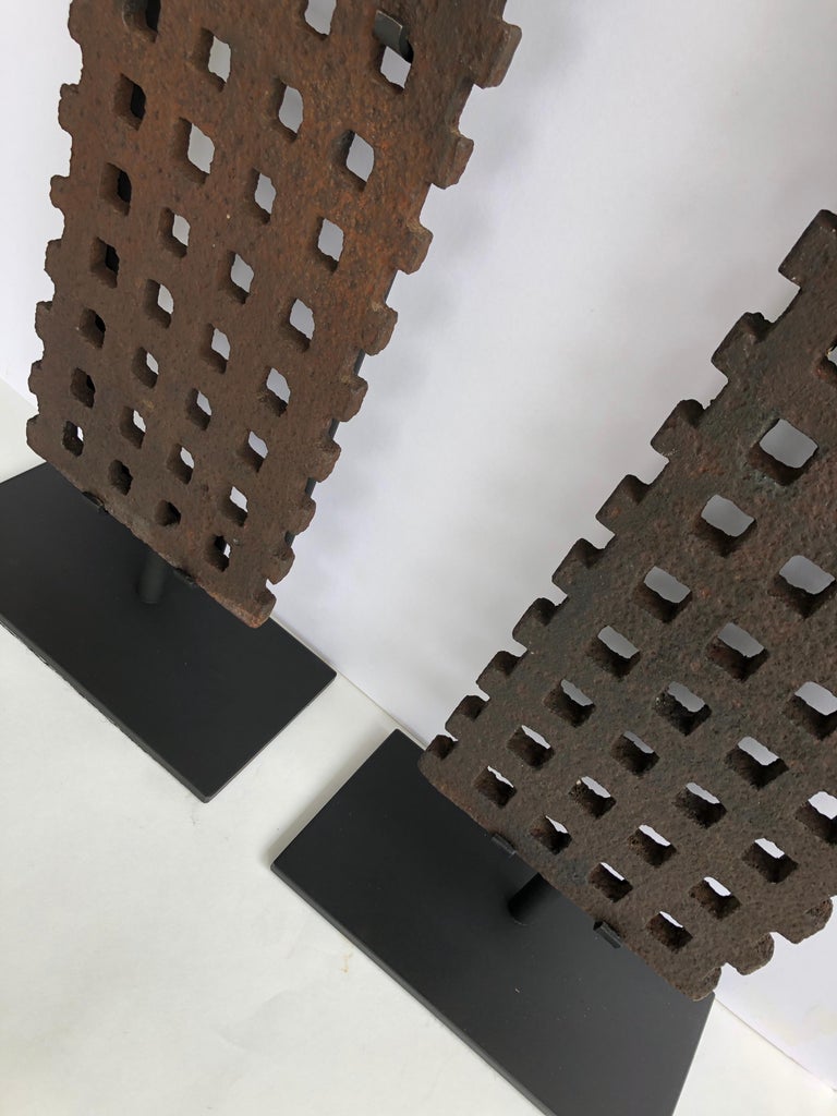 Pair of Custom Mounted Antique Cast Iron Grates from Philadelphia at ...