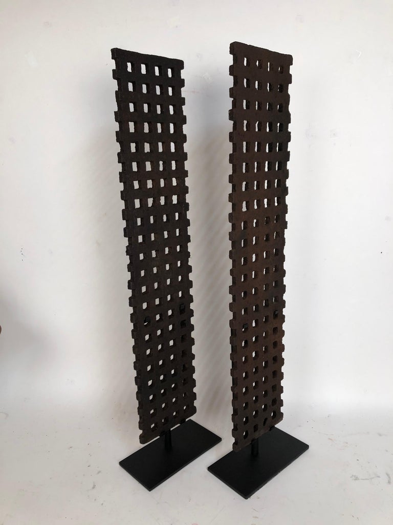 Pair of Custom Mounted Antique Cast Iron Grates from Philadelphia at ...