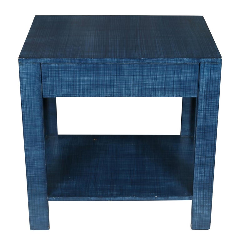 Pair of Custom Painted Blue Tables at 1stDibs